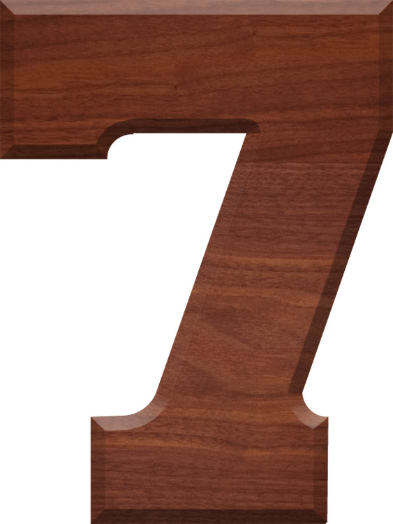 3/4 Inch Extra Small Wood Letter #7 | English Greek Alphabet