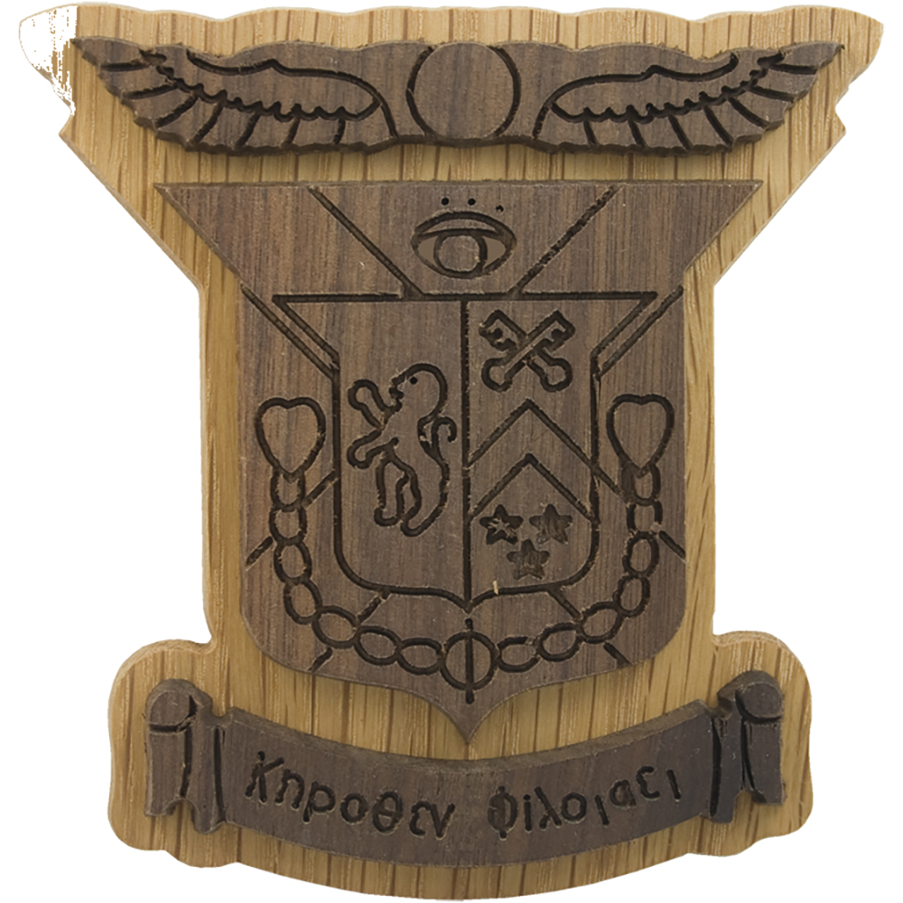 Delta Kappa Epsilon Carved Background Fraternity Crest