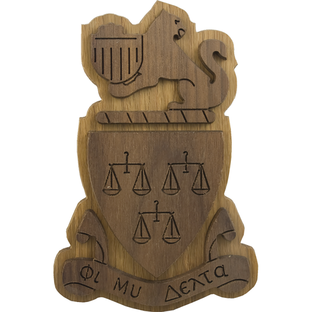 Phi Mu Delta Carved Background | Fraternity Crest