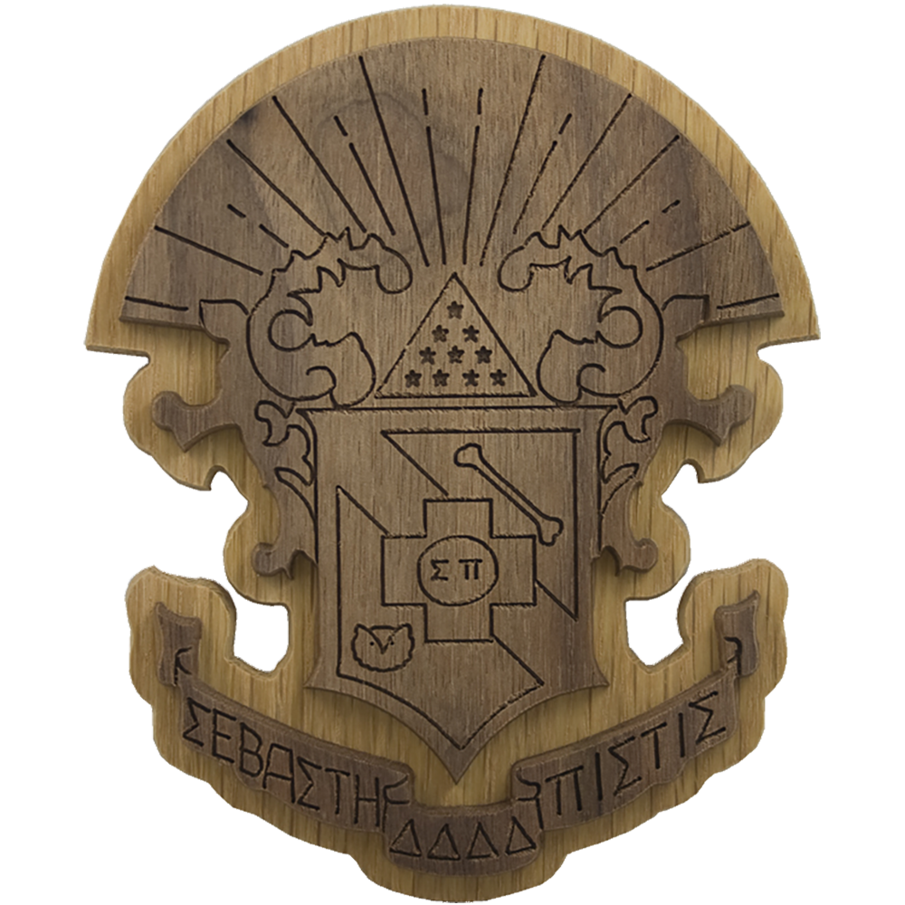 Sigma Pi Carved Background | Fraternity Crest