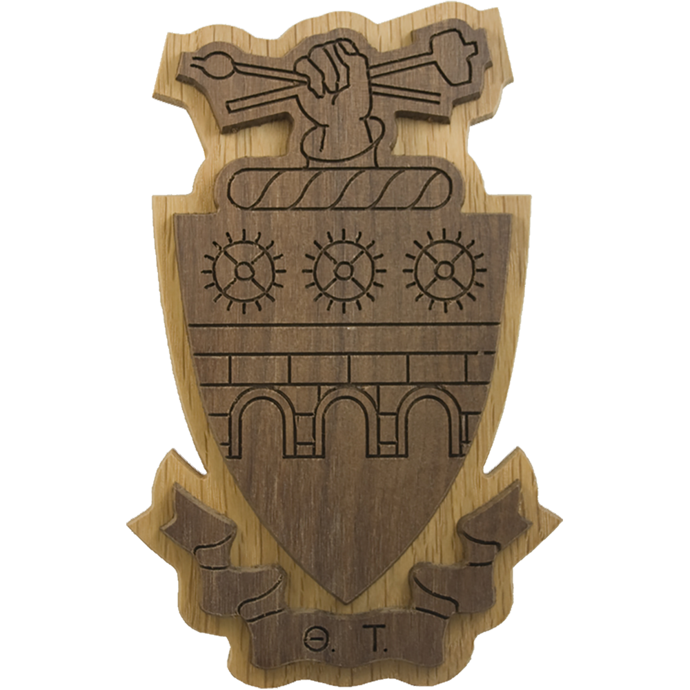 Theta Tau Carved Background | Fraternity Crest